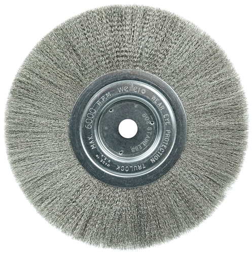 8 Narrow Face Crimped Wire Wheel .006 Stainless Steel Fill 5 8 Arbor Hole